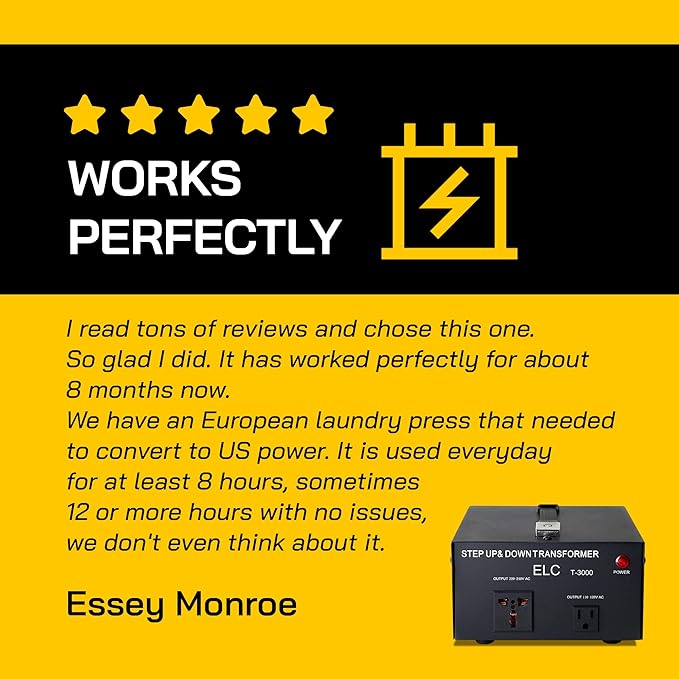 ELC T Series 3000 Watt Voltage Converter Transformer - Step Up/Down - 110v to 220v / 220v to ...